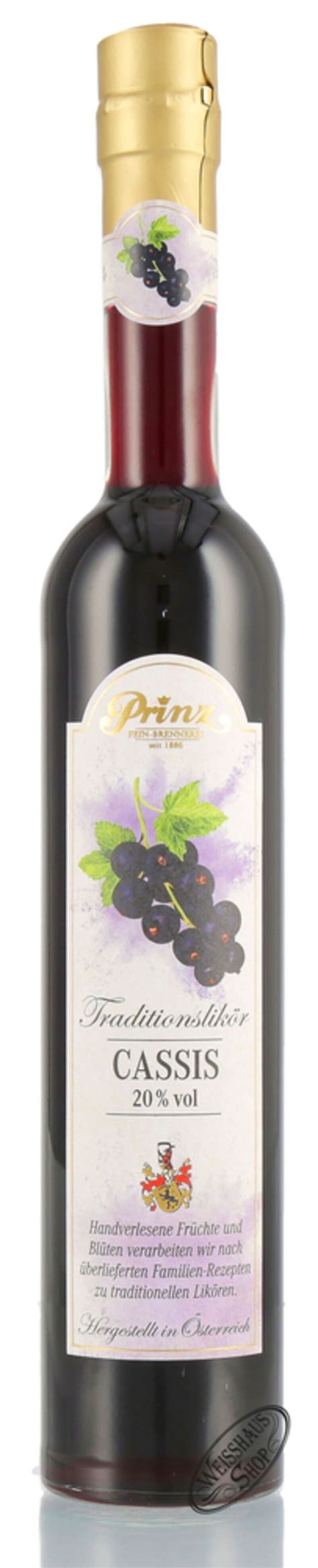 Prinz Cassis Likör 20 vol 0 50l Weisshaus Shop