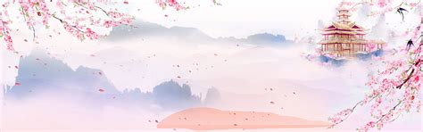 背景浅色桃花节花瓣简约梦幻古风文艺粉banner粉色免费下载觅知网