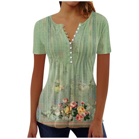 Taymeis Blouses For Women Summer Short Sleeve Tunic Tops To Wear With
