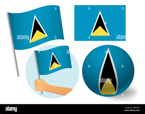 Saint Lucia Flag Icon Set National Flag Of Saint Lucia Illustration