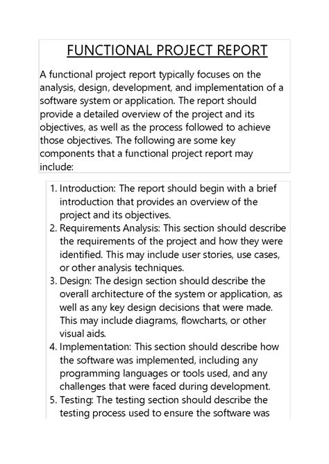 Functional Project Report Analysis Design And Implementation Overview