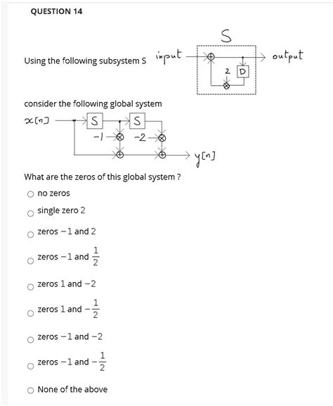 Solved Question 14 S Using The Following Subsystems Input