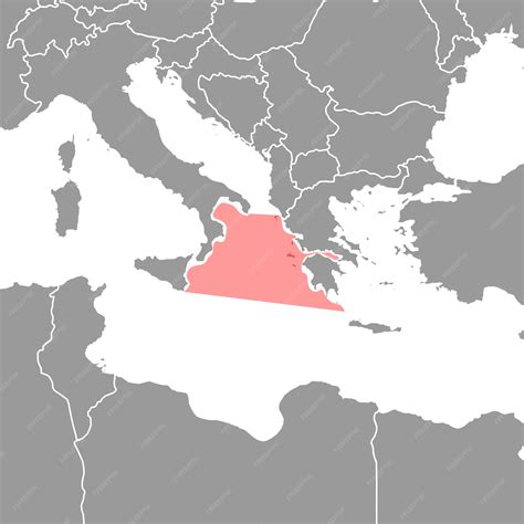 Ионическое море на карте мира векторная иллюстрация Премиум векторы