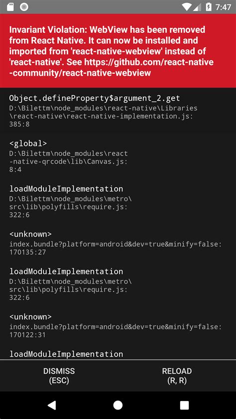 Invariant Violation React Native Webview Stack Overflow