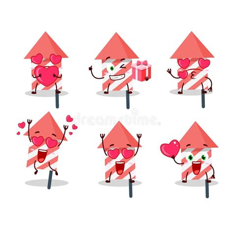Fire Cracker Cartoon Character With Love Cute Emoticon Stock Vector