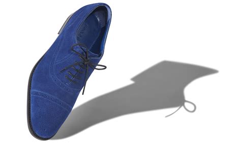Witney Mens Bright Blue Suede Cap Toe Oxfords Manolo Blahnik