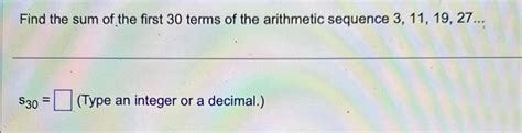 Solved Find The Sum Of The First Terms Of The Arithmetic Chegg