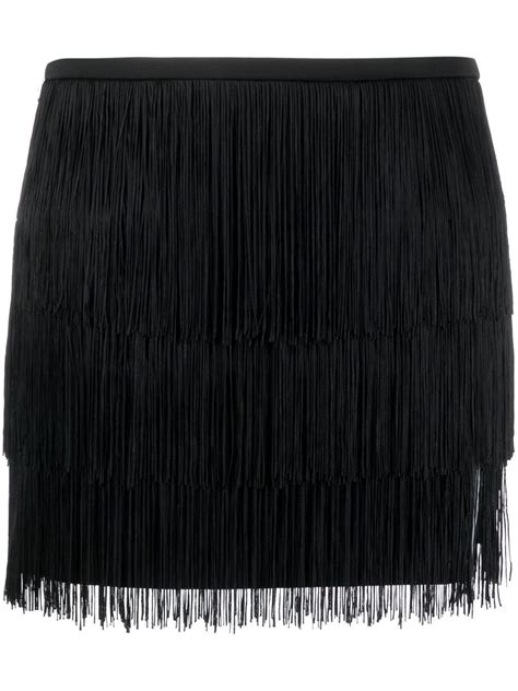 Pinko High Waisted Fringed Miniskirt Black Farfetch