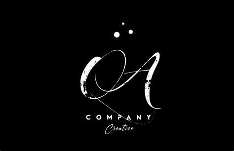 Vintage QA Alphabet Letter Logo Icon Combination Design With Dots Creative Hand Written