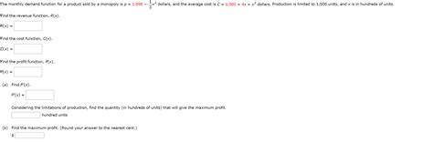 solved find the revenue function r x r x find the cost