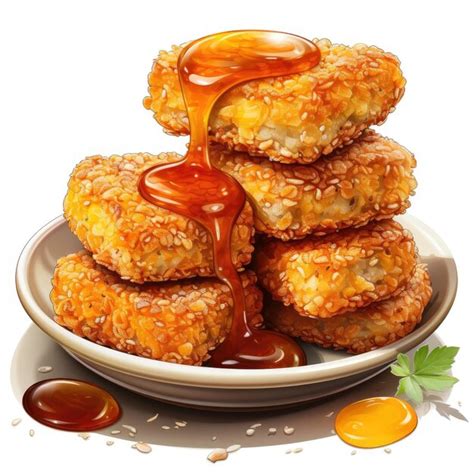 Premium Photo Chicken Nuggets Hand Drawn Style Isolated On White