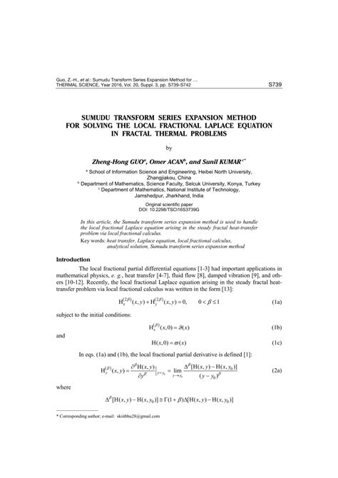 Pdf Sumudu Transform Series Expansion Method For Solving The Local