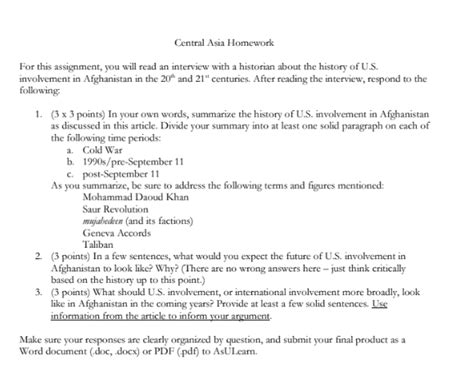 Solved Central Asia Homeworkfor This Assignment You Will
