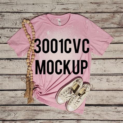 Heather Bubble Gum 3001cvc Mockup Bleached Mockup Bella Etsy