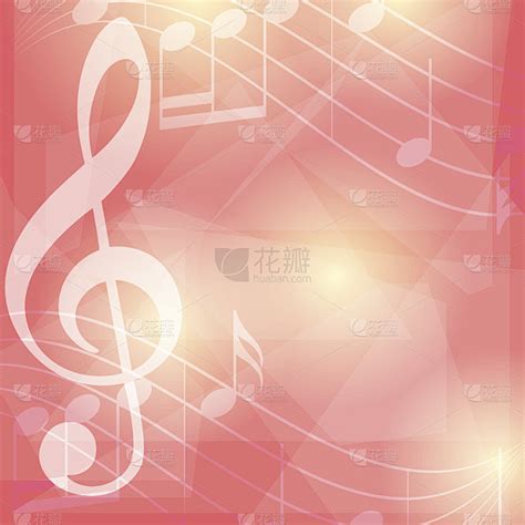 红色音乐背景与音符 向量