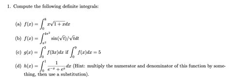 Solved Compute The Following Definite