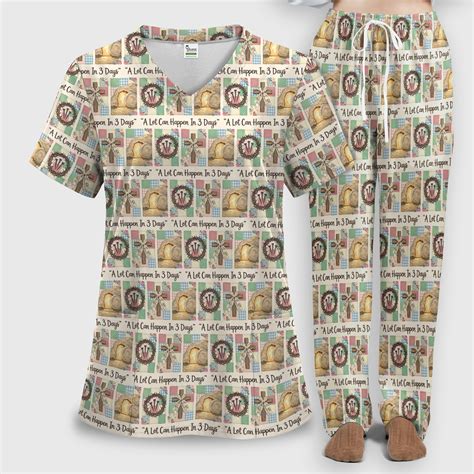 Christian Easter Cross Print Scrub Set Nursecrush