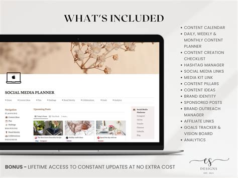 notion social media planner content creator notion template etsy