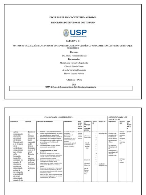 Ejemplo de Matriz de Evaluacion | PDF | Aprendizaje | Evaluación