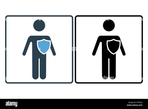 Integrity Icon Human With Shield Icon Related To Core Values Solid
