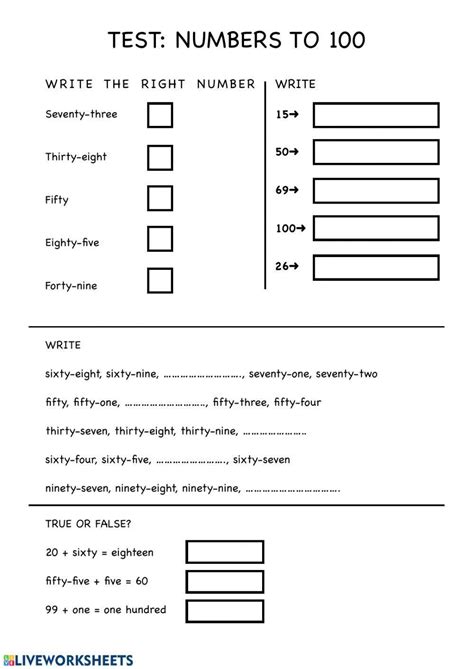 Numbers To 100 Free Interactive Worksheets 69375