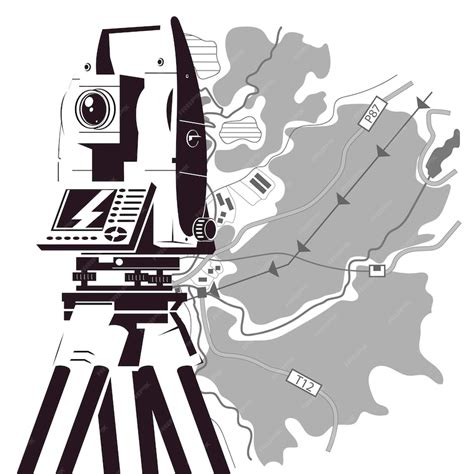 Premium Vector Geodetic Instrument And Terrain Map Geodetic And Land