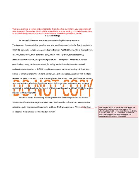 Search Strategy Example This Is An Example Of Format And Components