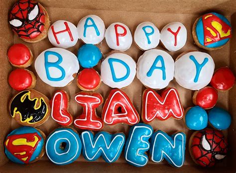 Twinkle Donuts Happy Birthday Liam And Owen They Love Superheros