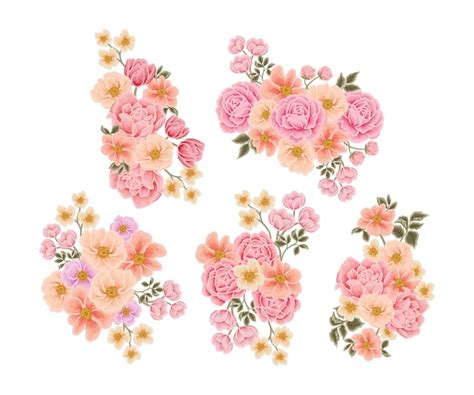 Premium Vector Beautiful Romantic Flower Bouquet Arrangement Vector