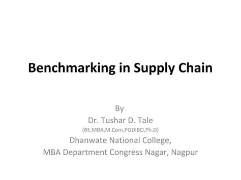Benchmarking In Supply Chain Ppt