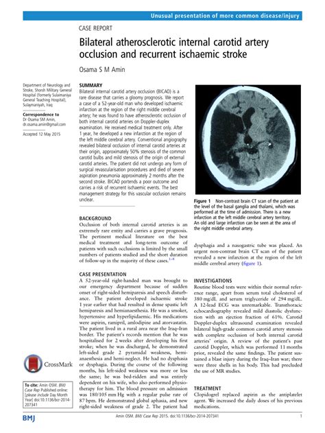 Pdf Bilateral Atherosclerotic Internal Carotid Artery Occlusion And