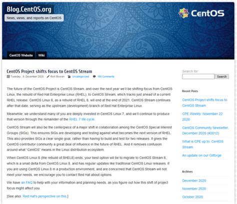 「centos 8」が2021年末で終了、以後の開発はcentos streamに注力する方針が明らかに gigazine