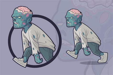 Premium Vector Zombie With Exposed Brain Walking