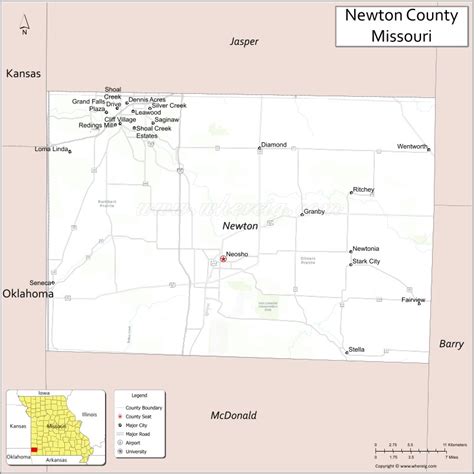 Map Of Newton County Missouri Showing Cities Highways And Important