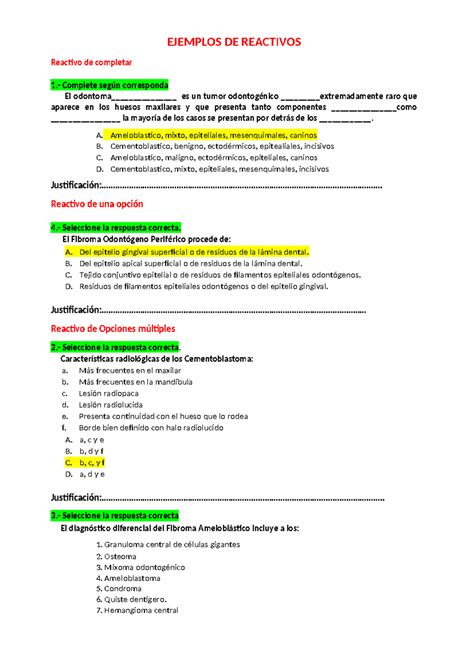 Ejemplos De Reactivos Ejemplos De Reactivos Reactivo De Completar 1 Complete Según