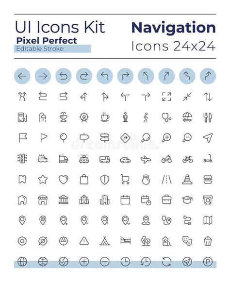 Tracking Real Time Location Pixel Perfect Linear Ui Icons Set Stock