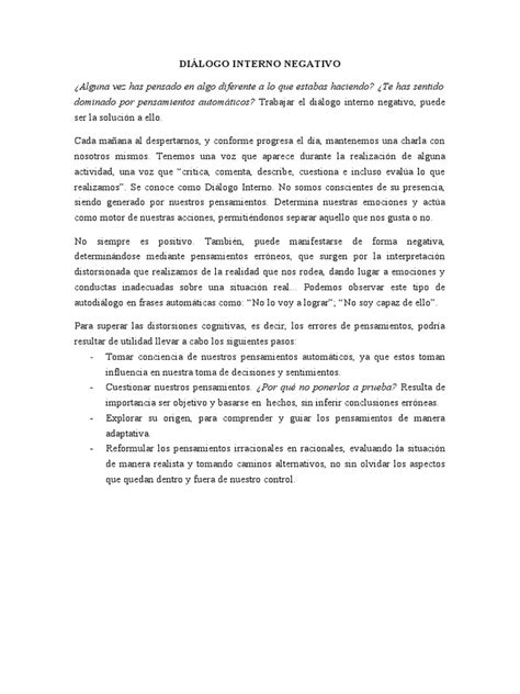 Diálogo Interno Negativo Pdf