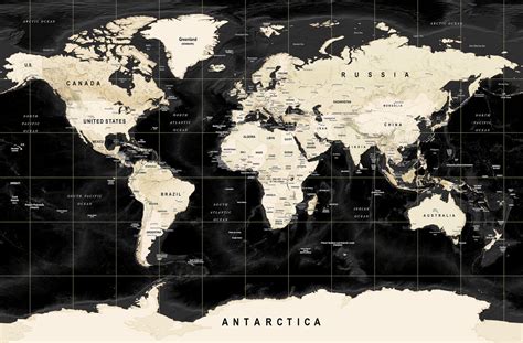 Wall Art Print World Map Dark Background Color Europosters