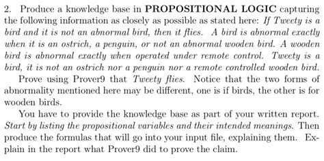 Solved 2 Produce A Knowledge Base In Propositional Logic