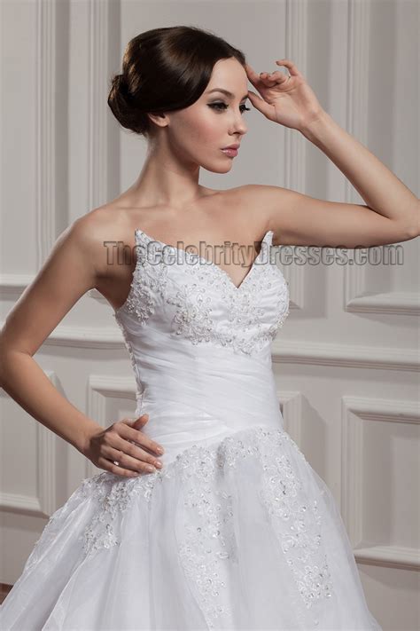 Floor Length Ball Gown Strapless Embroidered Beaded Wedding Dress