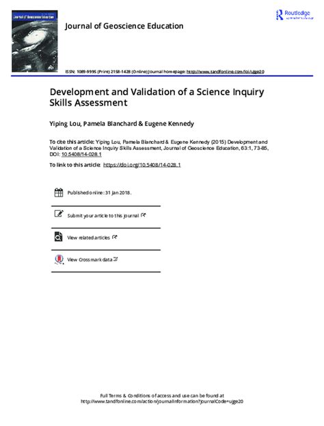 Pdf Development And Validation Of A Science Inquiry Skills Assessment
