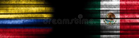 Banderas De Colombia Y México En Negro Stock de ilustración