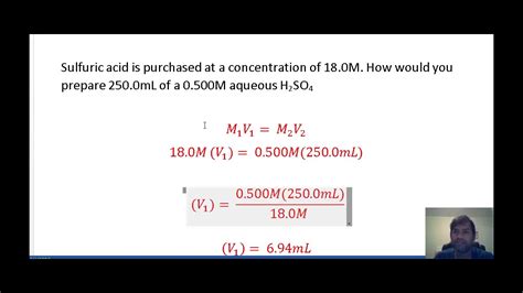 Quick Video Using The Dilution Equation M1v1m2v2 Youtube