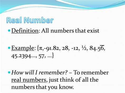 Real Numbers Definition