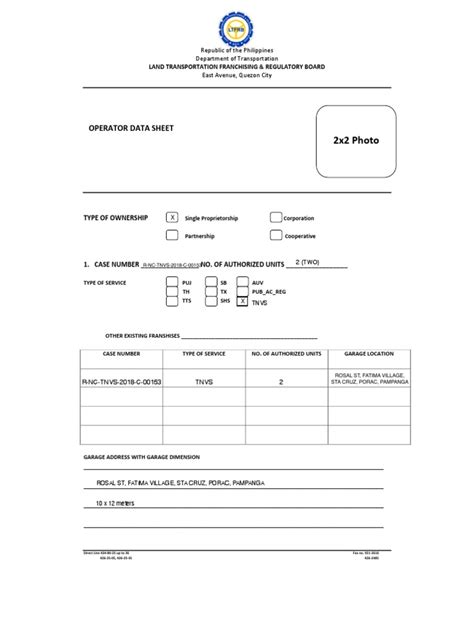2x2 Photo Operator Data Sheet Pdf Common Law Government