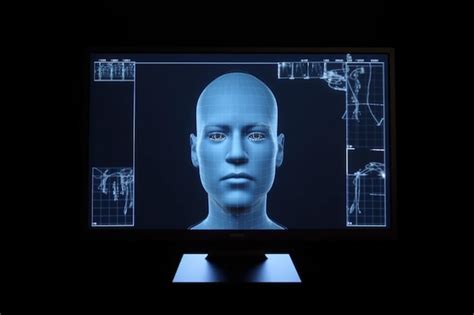 Ai 얼굴 인공 지능 얼굴 디지털 얼굴 또는 두개골 생성 Ai 그림 프리미엄 사진