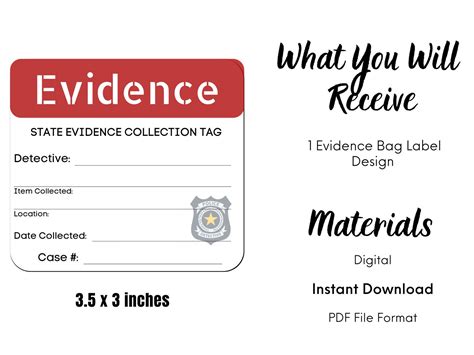 Printable Evidence Label Etsy