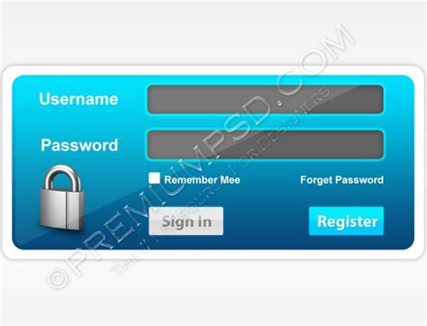 Blue Login Panel Design Psd Download