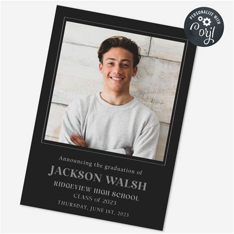 Black And Gray Graduation Announcement Template Minimal Graduation