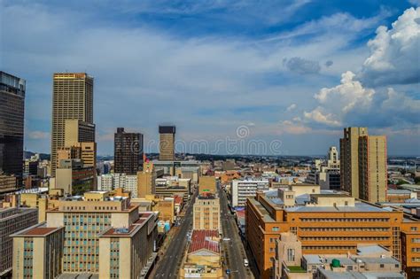 Johannesburg City Skyline And Hisgh Rise Towers And Buildings Stock